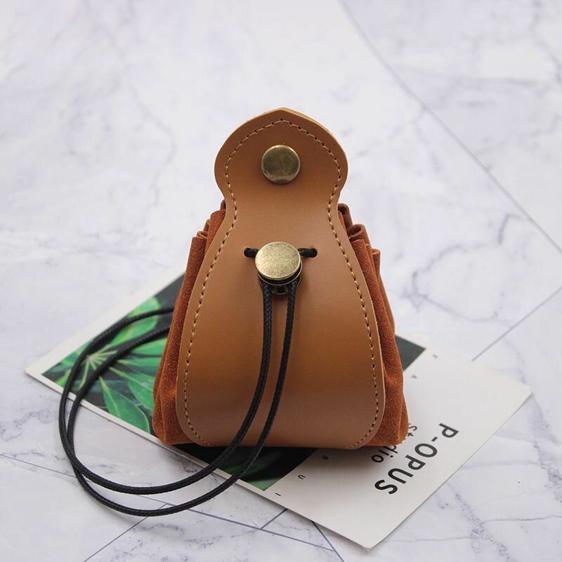 Винтажная сумка для хранения монет, мешочек для игральных костей, пушистый мешочек для хранения украшений, портативная кожаная сумка на шнурке для хранения.