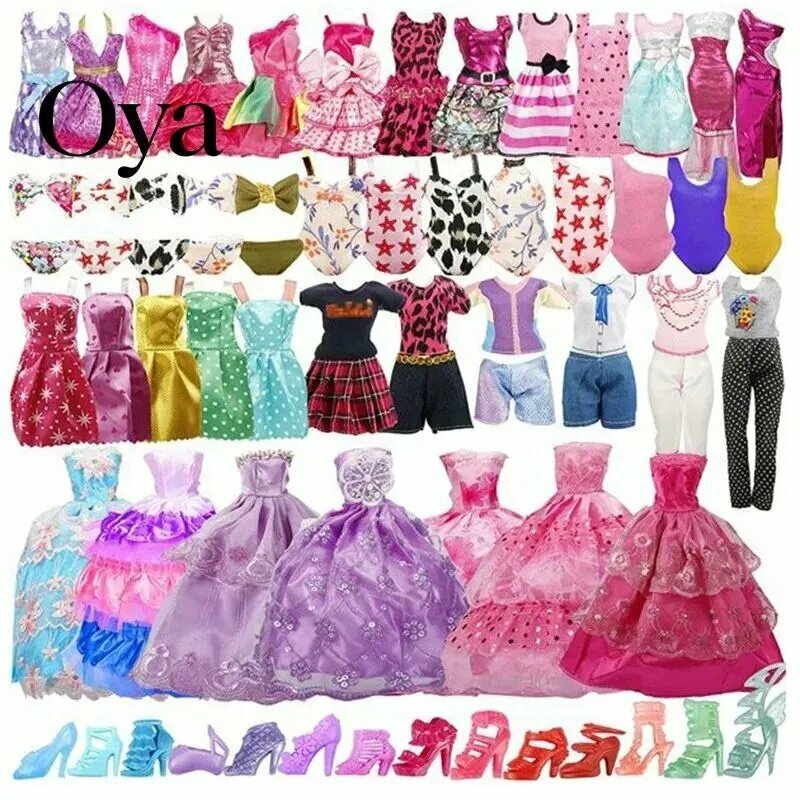 Набор из 35 предметовНабор одежды для куклы Barbie, аксессуары обувь платья(Подробности см. в описании)