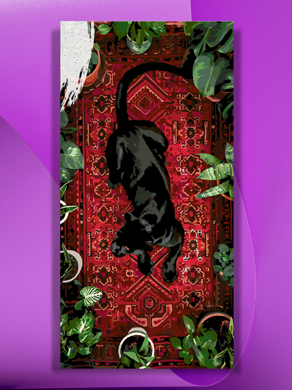 Картина по номерам на холсте Пантера на ковре, 30 х 60 см