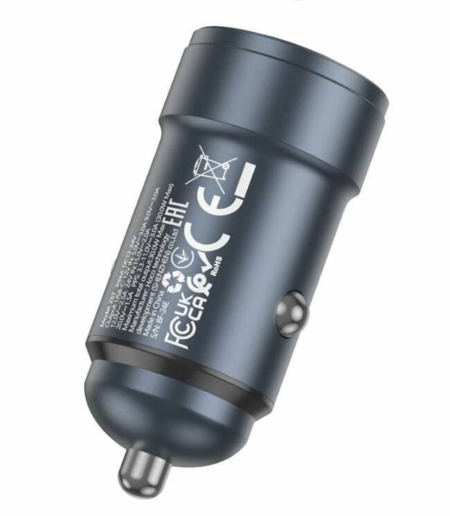 Блок питания автомобильный 1 Type-C HOCO Z57, Glorious, 30Вт, PD/QC/FCP/AFC, цвет: черный