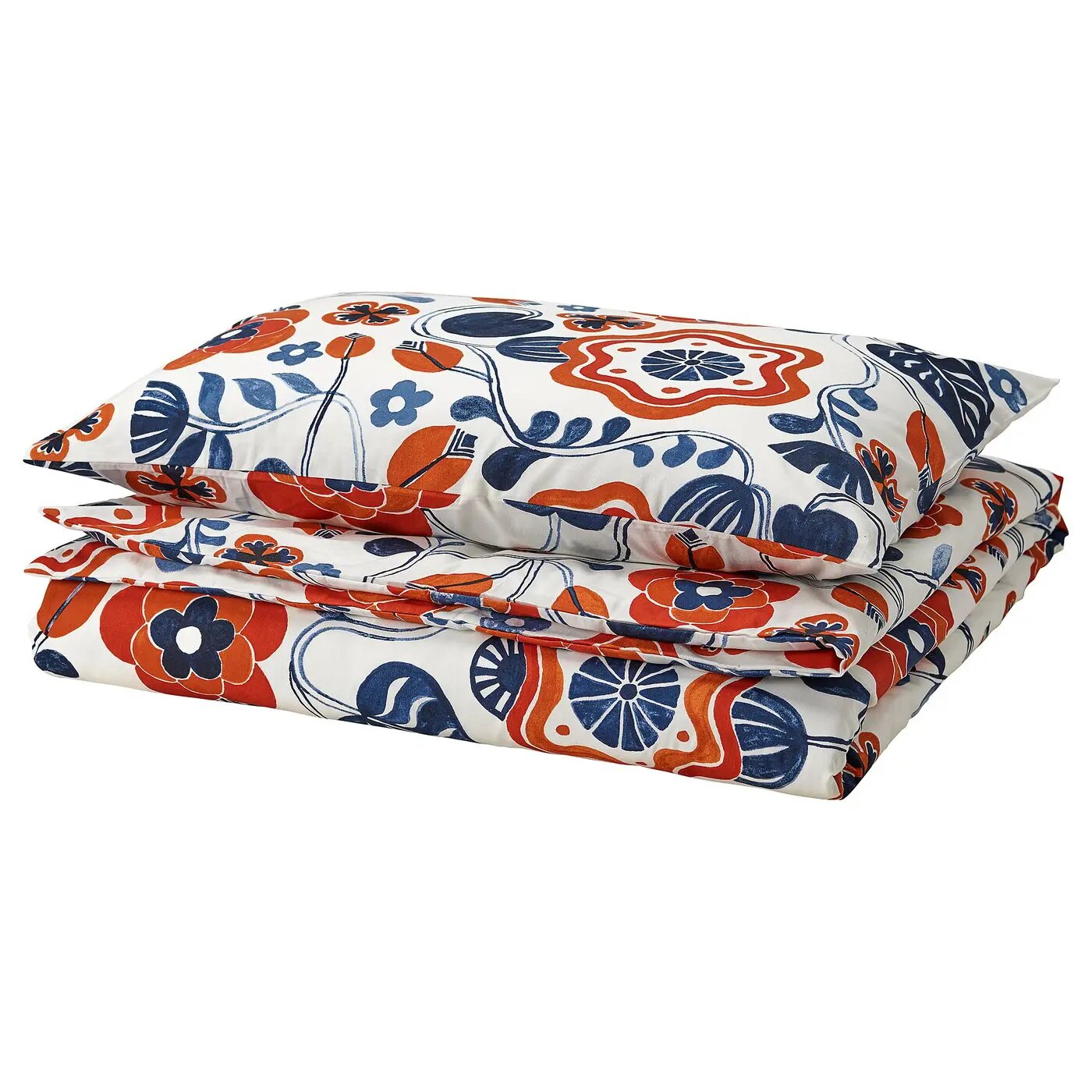 Чехол для одеяла и подушка KANONVISKA, белый с разноцветным/цветочным узором, 150x200/50x80 см