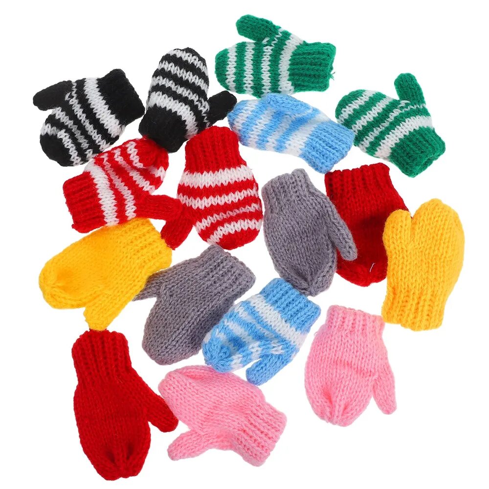 Миниатюрные шерстяные перчатки для кукол, набор из 8 пар для детского рукоделия