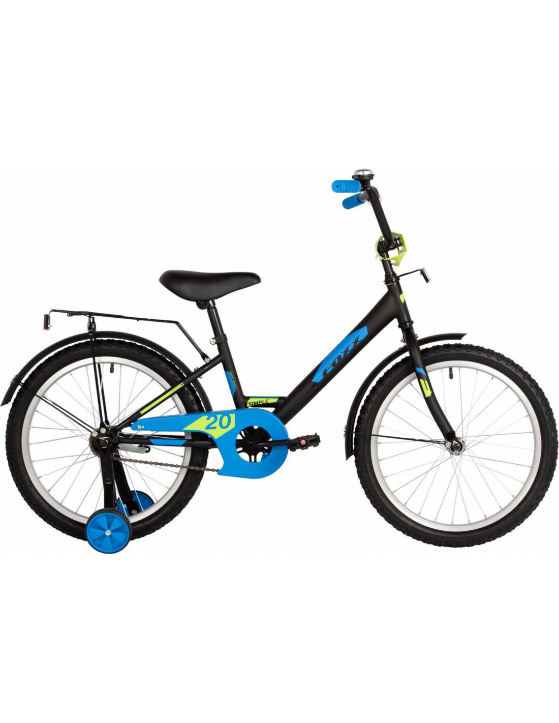 Велосипед FOXX 20" SIMPLE черный, сталь, тормоз нож, крылья, багажник