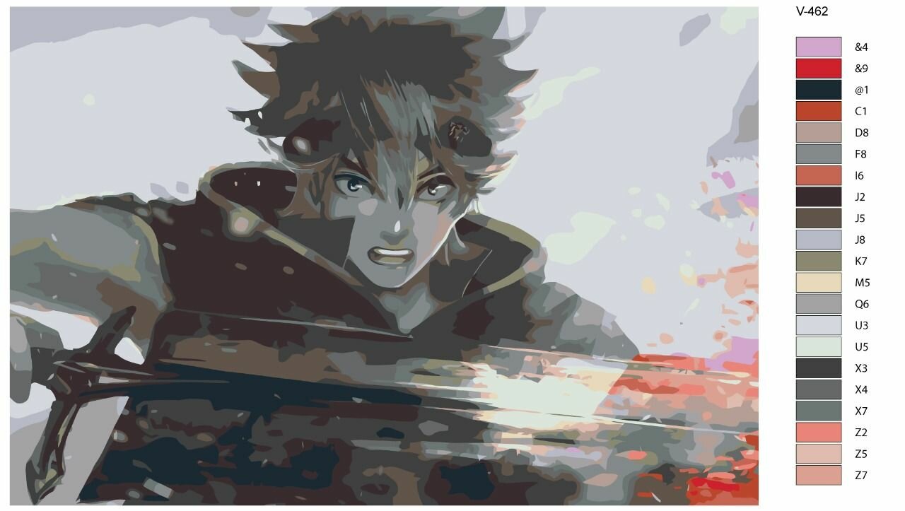 Картина по номерам V-462 "Аниме Черный клевер 2 (Black Clover ). Аста (Asuta)", 50x70 см