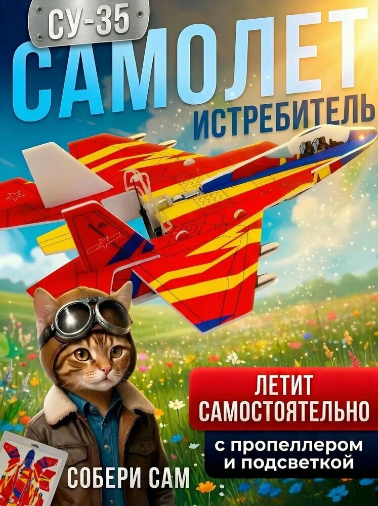 Электрический самолёт-запускалка DIY красный