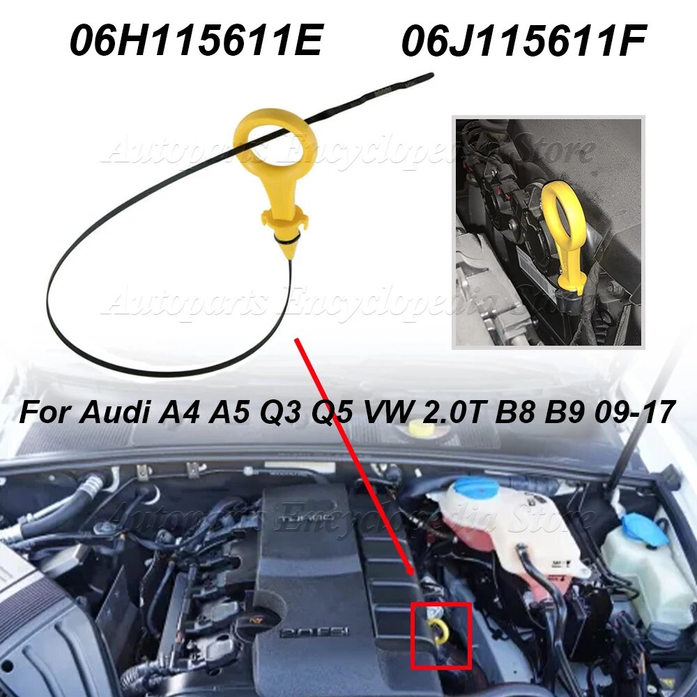 Для Audi A4 A5 Q3 Q5 VW 2.0T B8 B9 2009-2017 Автозапчасти 06J115611F Автоматический щуп для измерения уровня моторного масла Дополнительный двигатель автомобиля 06H115611E