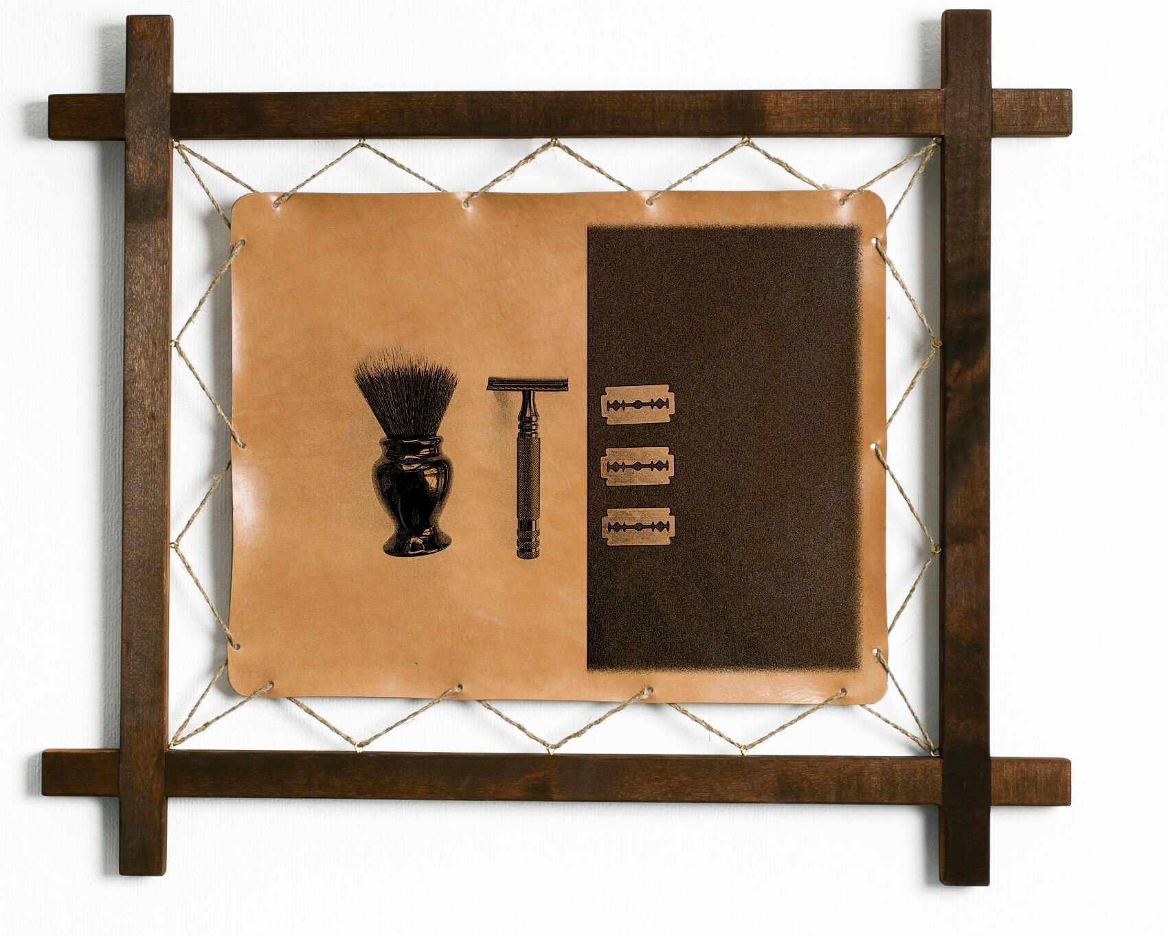 Картина интерьерная, натуральная кожа, "Абстракция", в деревянной раме, BoomGift