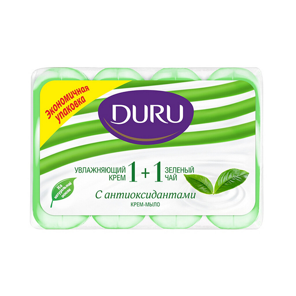 Мыло Duru С антиоксидантами, увлажняющий крем и зеленый чай, 4шт по 90г
