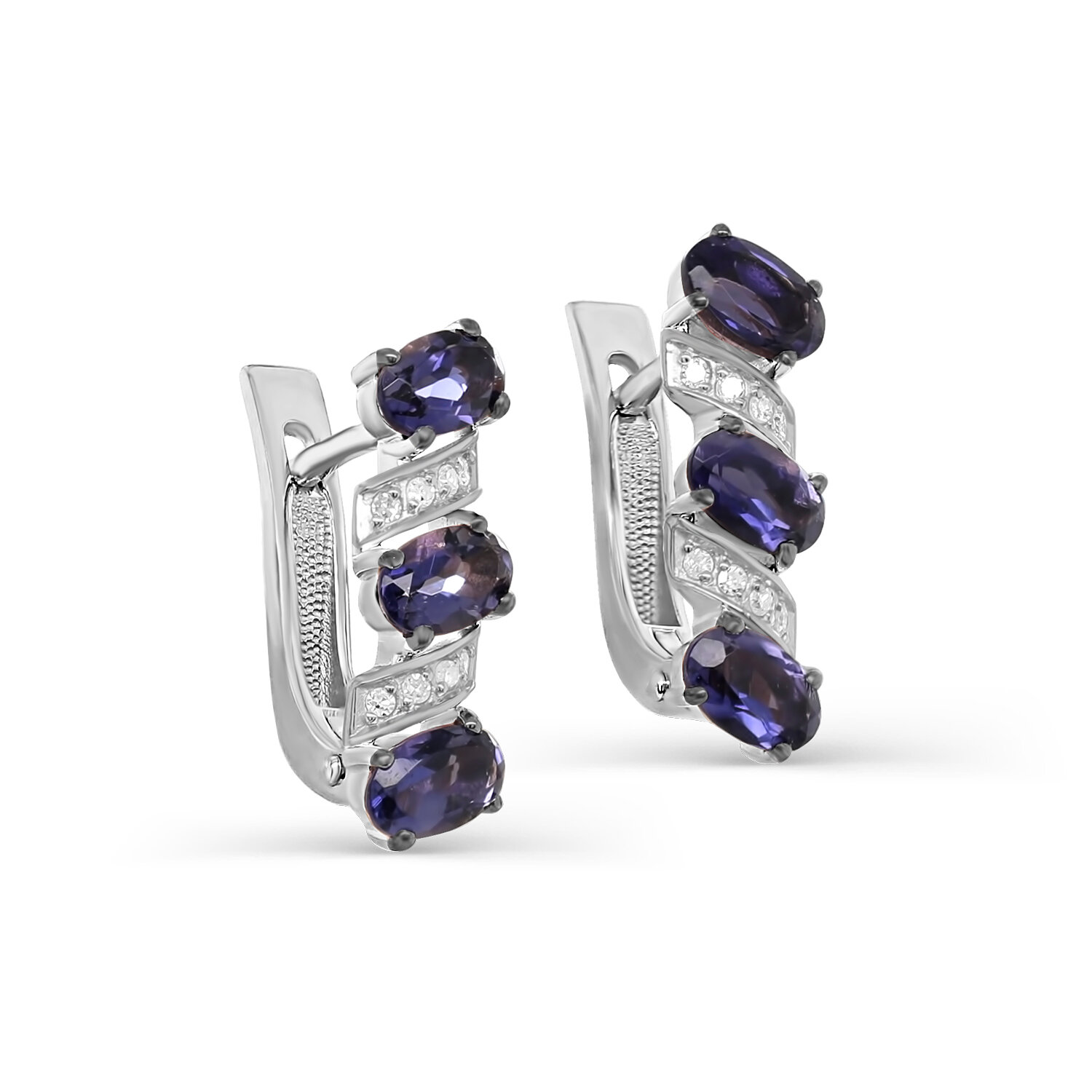 Серьги, белое золото, 585 проба, бриллиант