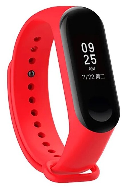 DF / Ремешок для умных часов Xiaomi Mi Band 3 4 классический силиконовый для Ксиаоми Ми Бэнд / красный