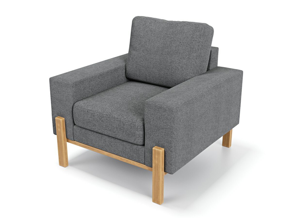 Мягкое кресло Soft Element Хангель графит, массив дерева, рогожка, скандинавский лофт, в гостиную, для кафе, в офис, для зоны ожидания, на балкон