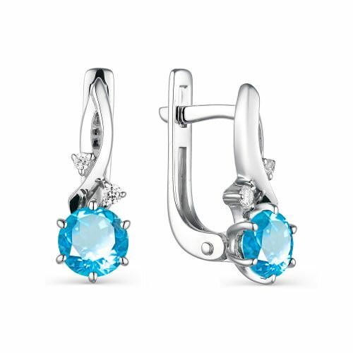Серьги, серебро, 925 проба, топаз, фианит