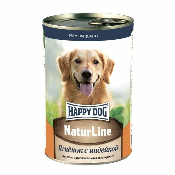 Happy Dog Консервы для собак, Natur Line, Ягненок с индейкой, 410 г.