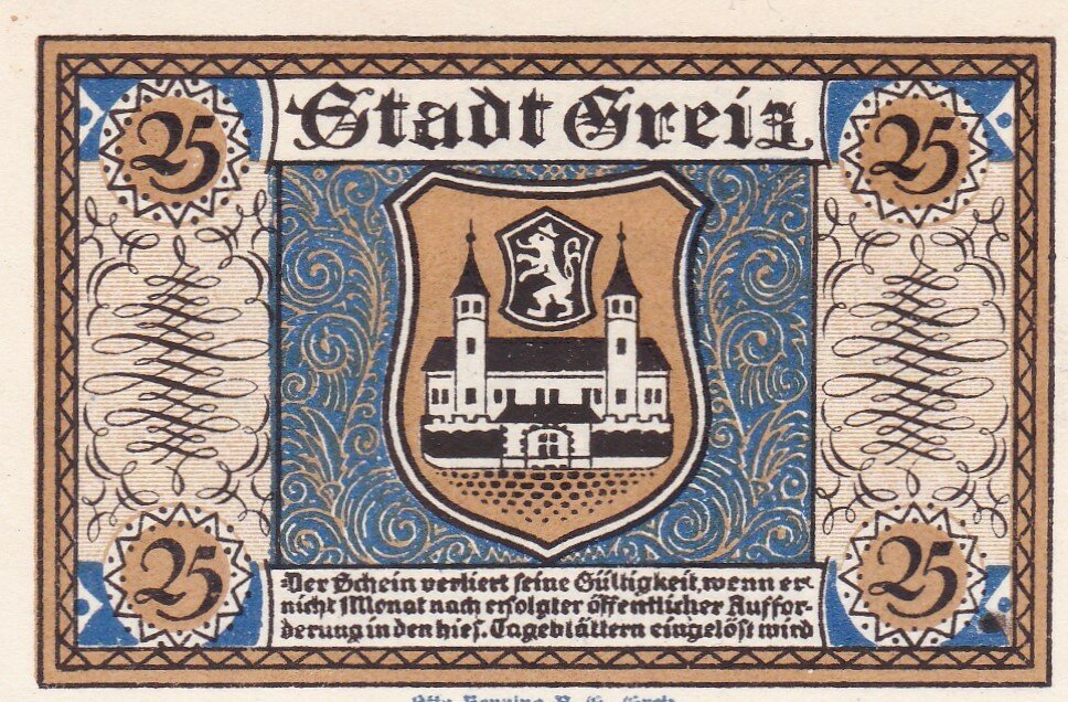 Германия (Веймарская Республика) Грайц 25 пфеннигов 1921 г.
