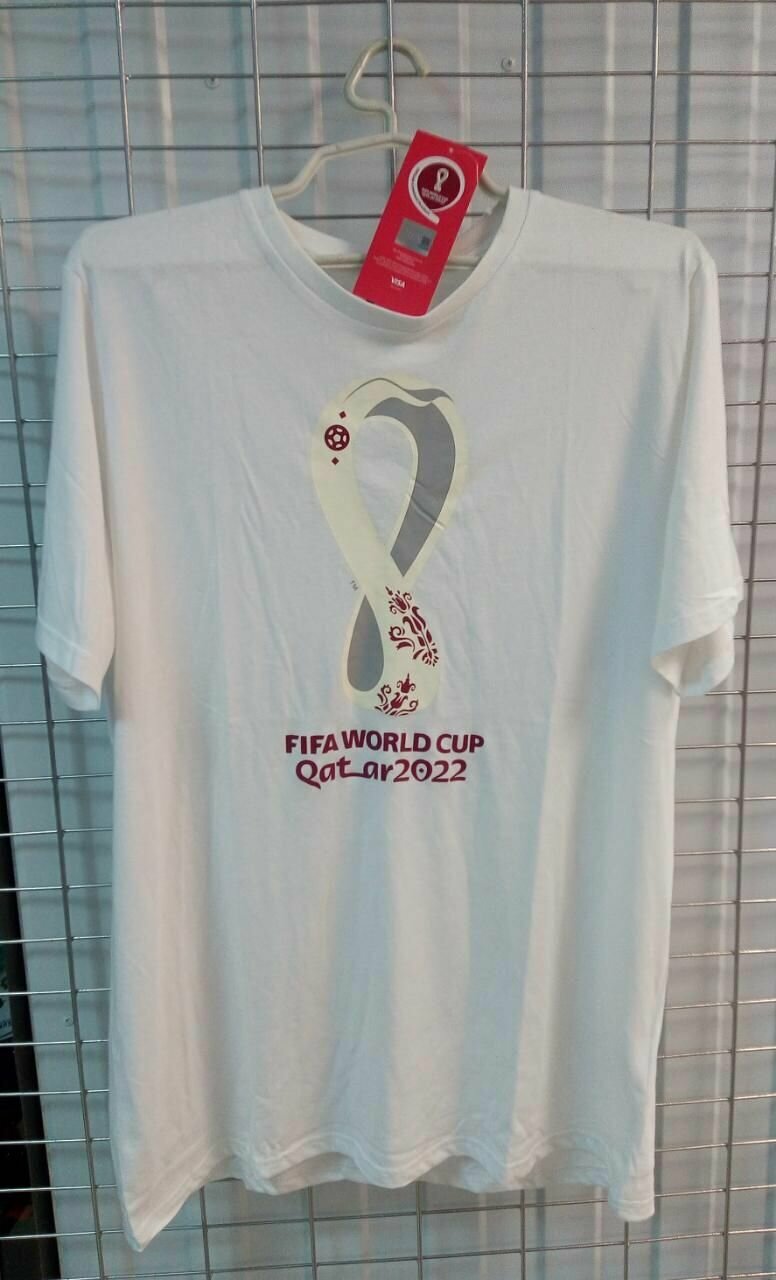 Футбольная QATAR 2022 Чемпионат Кубок Мира по футболу Катар размер S ( русский 48 ) футболка белая