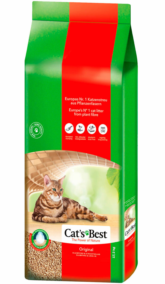 CAT’S BEST ORIGINAL - Кэтс Бэст наполнитель древесно-комкующийся для туалета кошек 40 л
