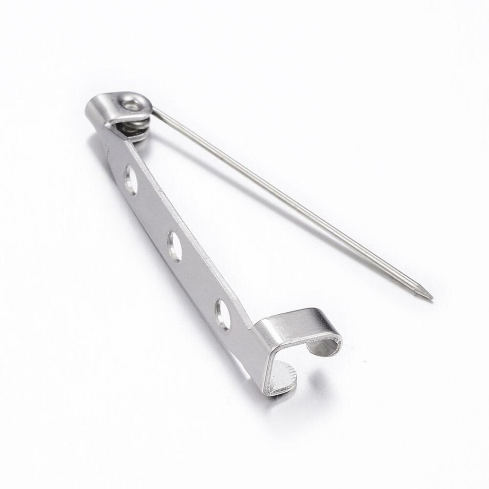 Основа для броши, 32х5.5мм, базовый материал - нержавеющая сталь, без покрытия, 5 шт.