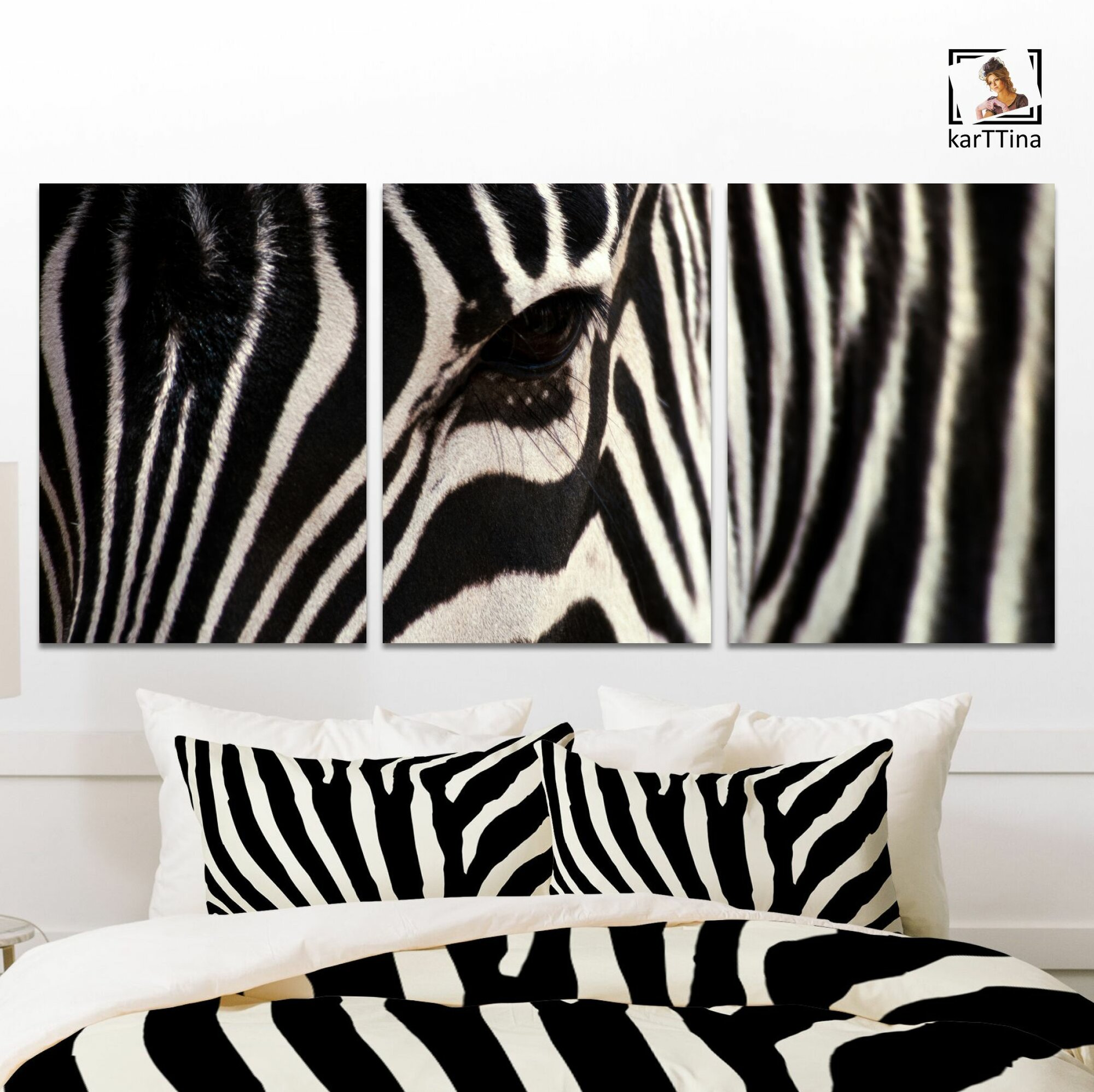 Картина на стену, интерьерная "Зебра зум", 150 см х 70 см