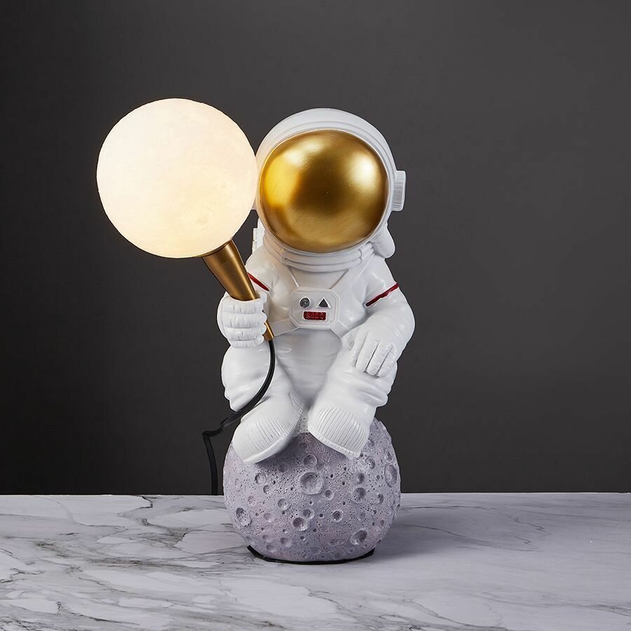 Лампа настольная Космонавт G9 5Вт Astronaut I Ночник в детскую белый золотой Blesslight