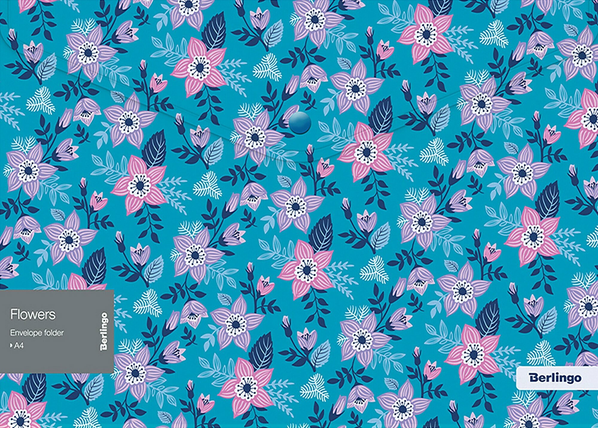 Папка-конверт на кнопке Flowers, А4