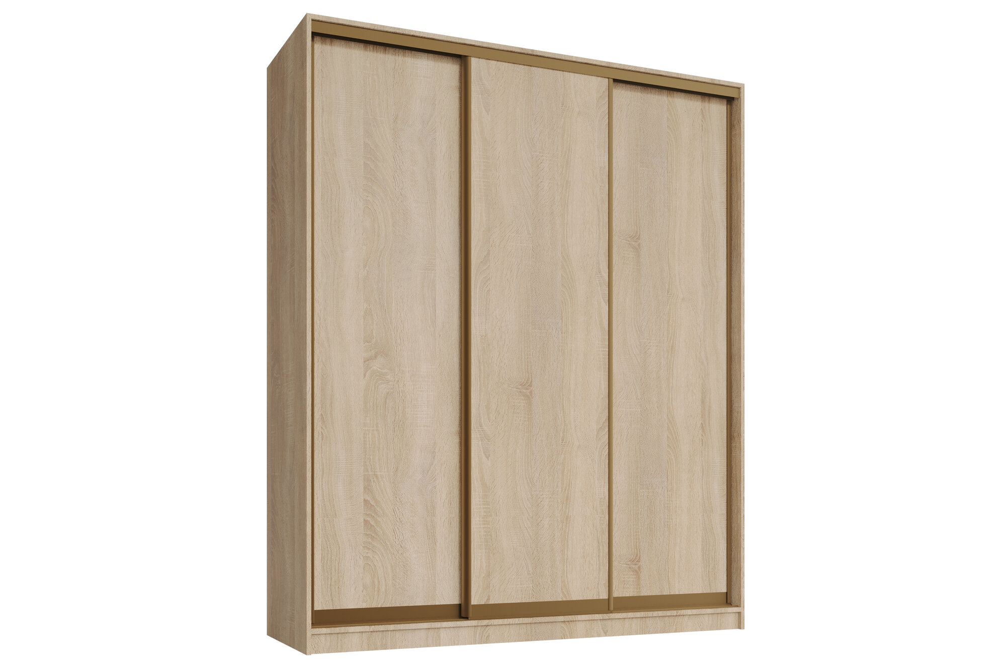 Шкаф купе для одежды Модена 3, МФ-Купе, 200х45х240, белье/платье, дуб сонома, профиль шампань