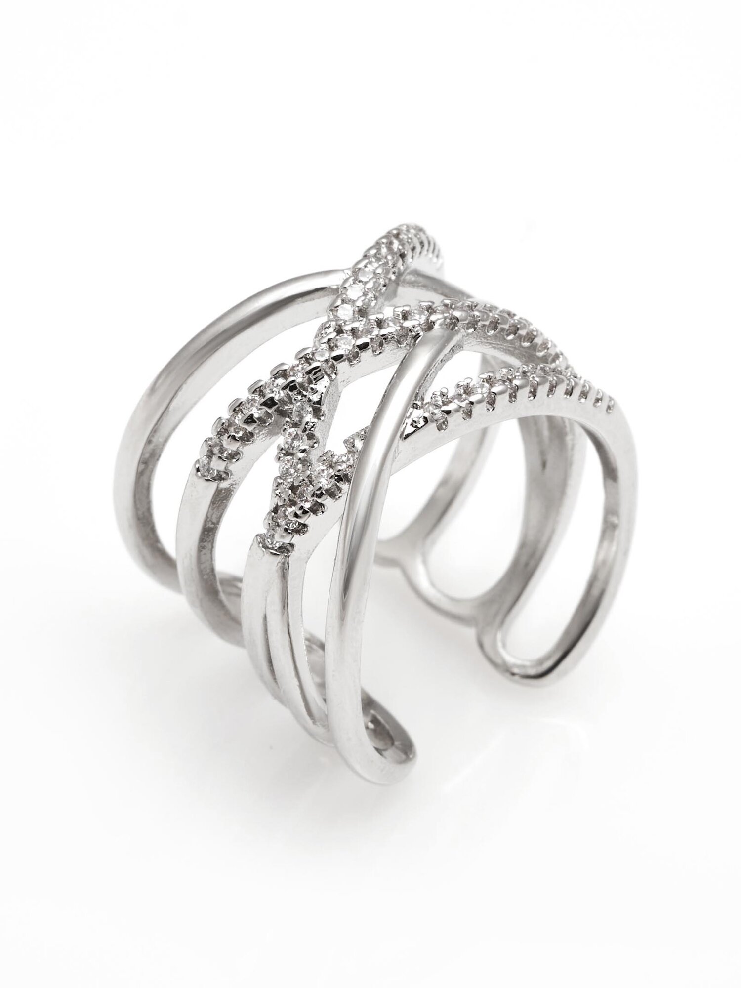 Кольцо переплетенное, кристаллы Swarovski