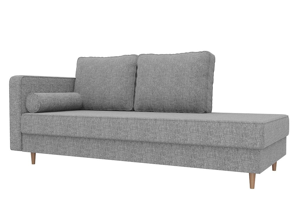 Прямой диван тахта Прайм Серый Рогожка, 215х87х90 см, с ящиком для белья