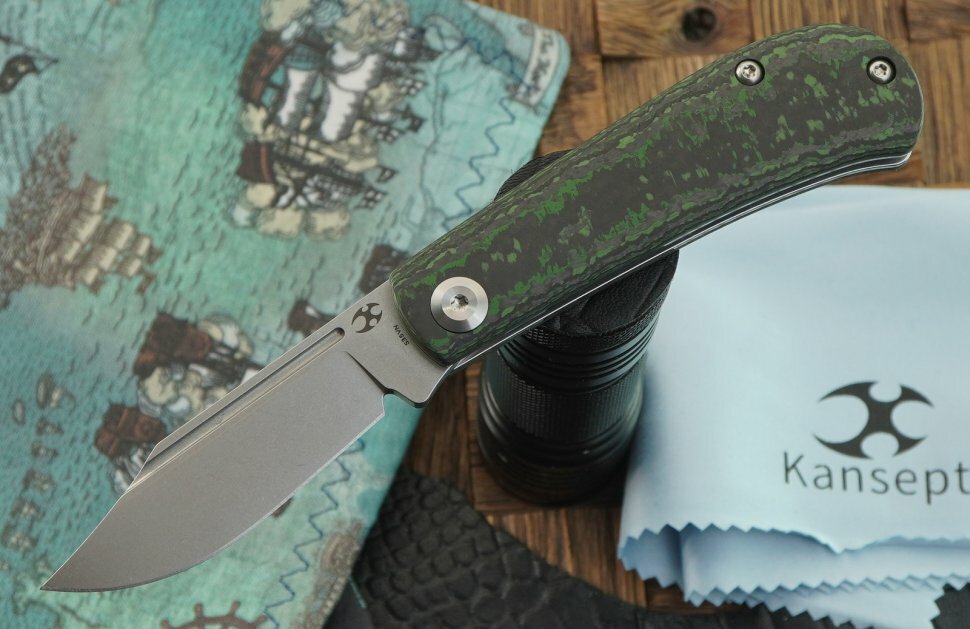 Складной нож Kansept Knives Bevy Slip Joint, сталь CPM S35VN, рукоять карбон/джунгли