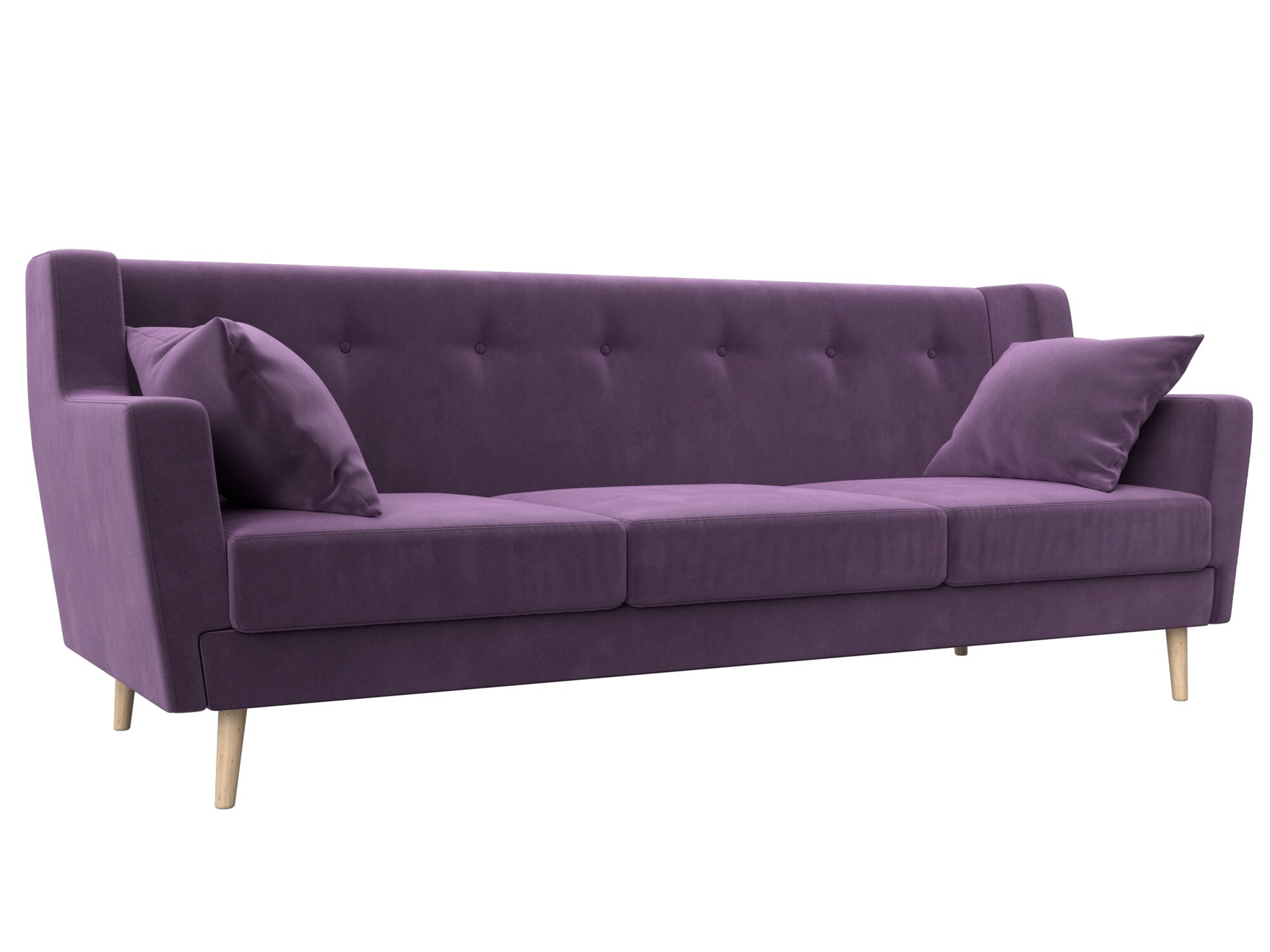 Диван кухонный прямой Брайтон 3, микровельвет, механизм нераскладной, Сиреневый, 198x77x85см. Хит Диванов