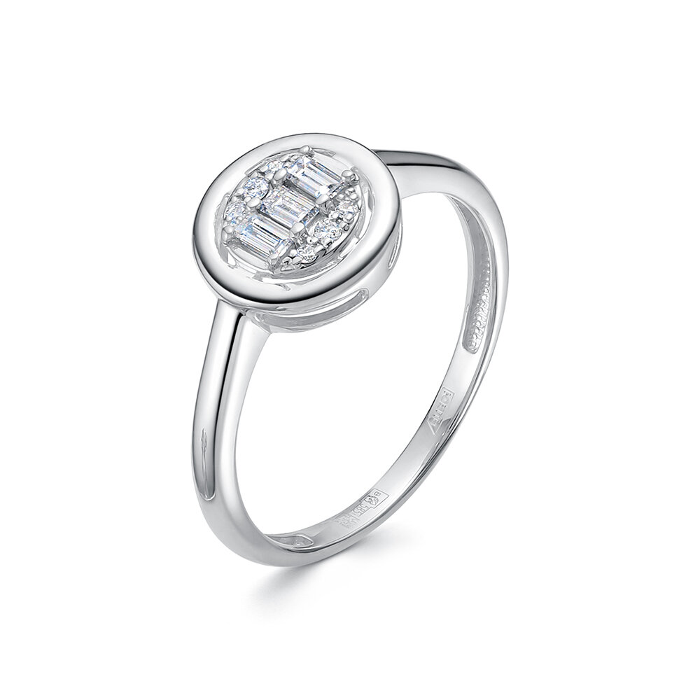 Кольцо Vesna jewelry, белое золото, 585 проба, родирование, бриллиант