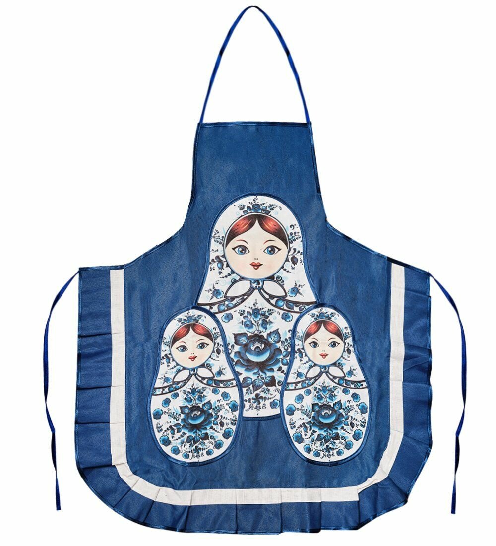 Фартук 'Матрешки' для взрослых (синий)
