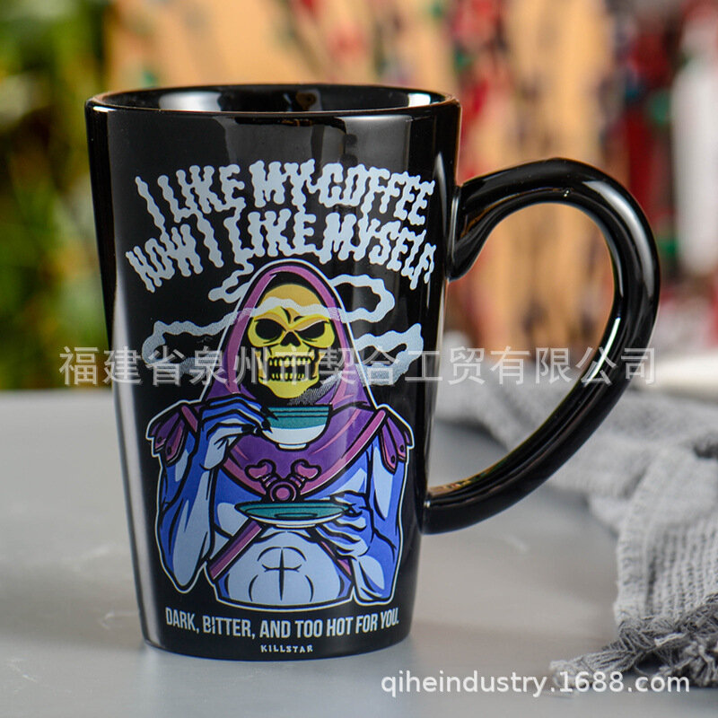 Страшная керамическая кружка с черепом на Хэллоуин, кофейная кружка в американском стиле, кружка для воды на Хэллоуин, персонализированная кружка.