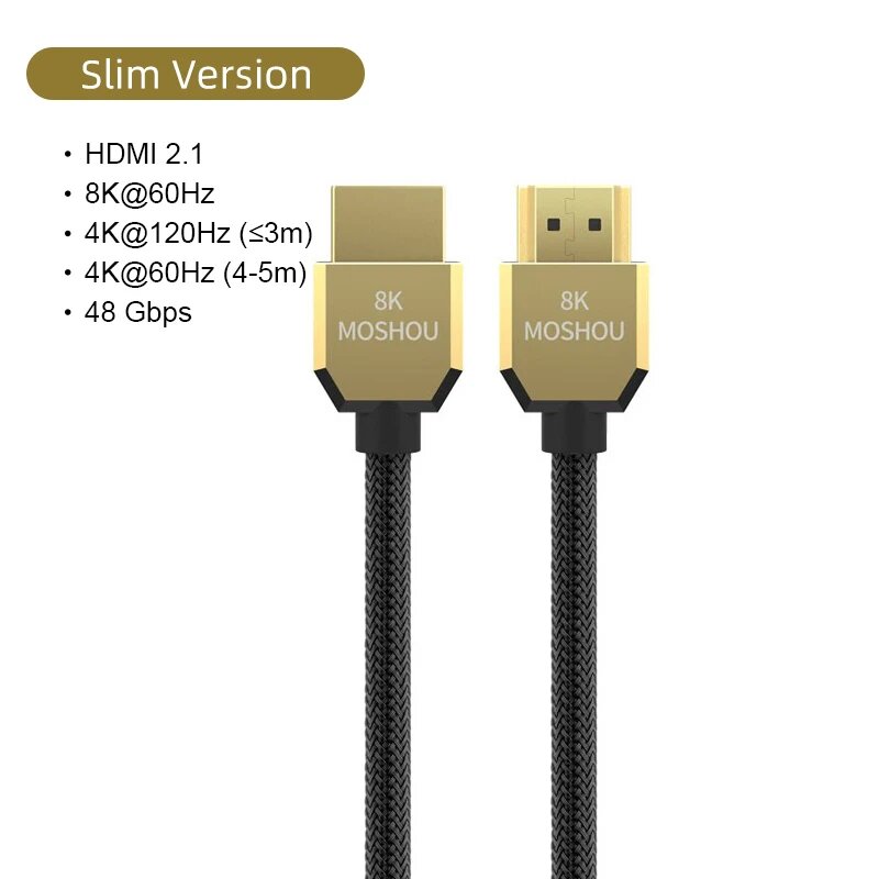 MOSHOU HDMI 2.1 кабель 8K HDMI 2.1 Slim, 2m (6.56 ft)