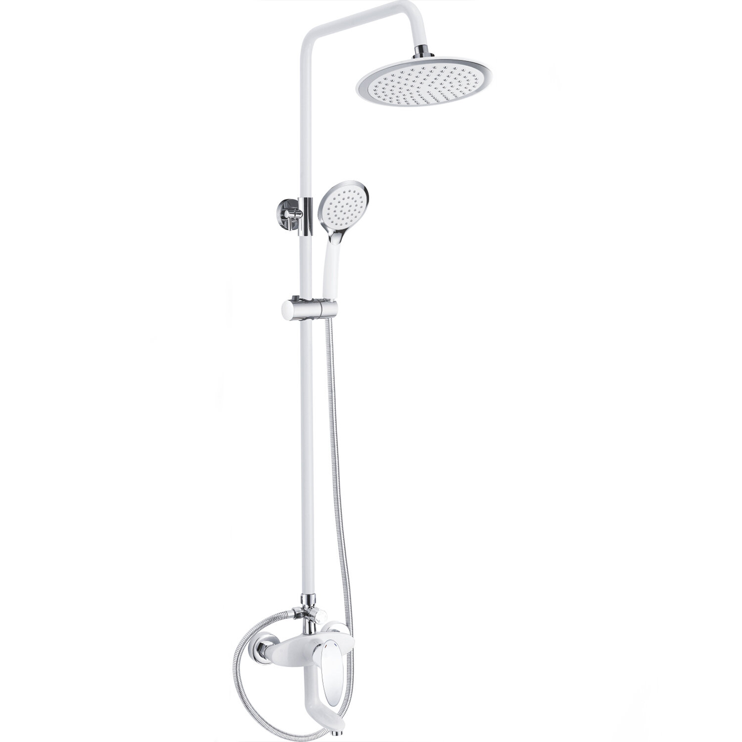 Душевая стойка со смесителем и тропическим душем Shevanik S9836F белый/хром, латунь