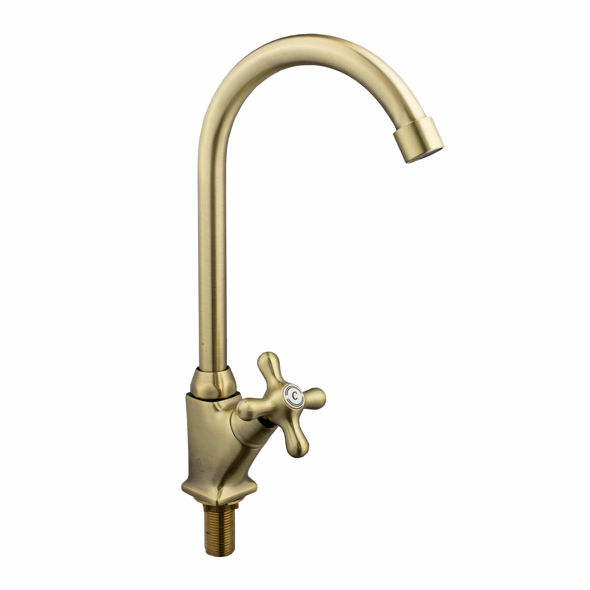 Кран для холодной воды с вентильной ручкой, бронза