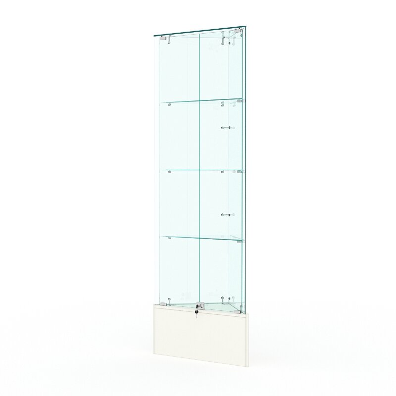 Витрина стеклянная "истра" угловая №10-У трехгранная, (с дверками, бока - стекло), Белый