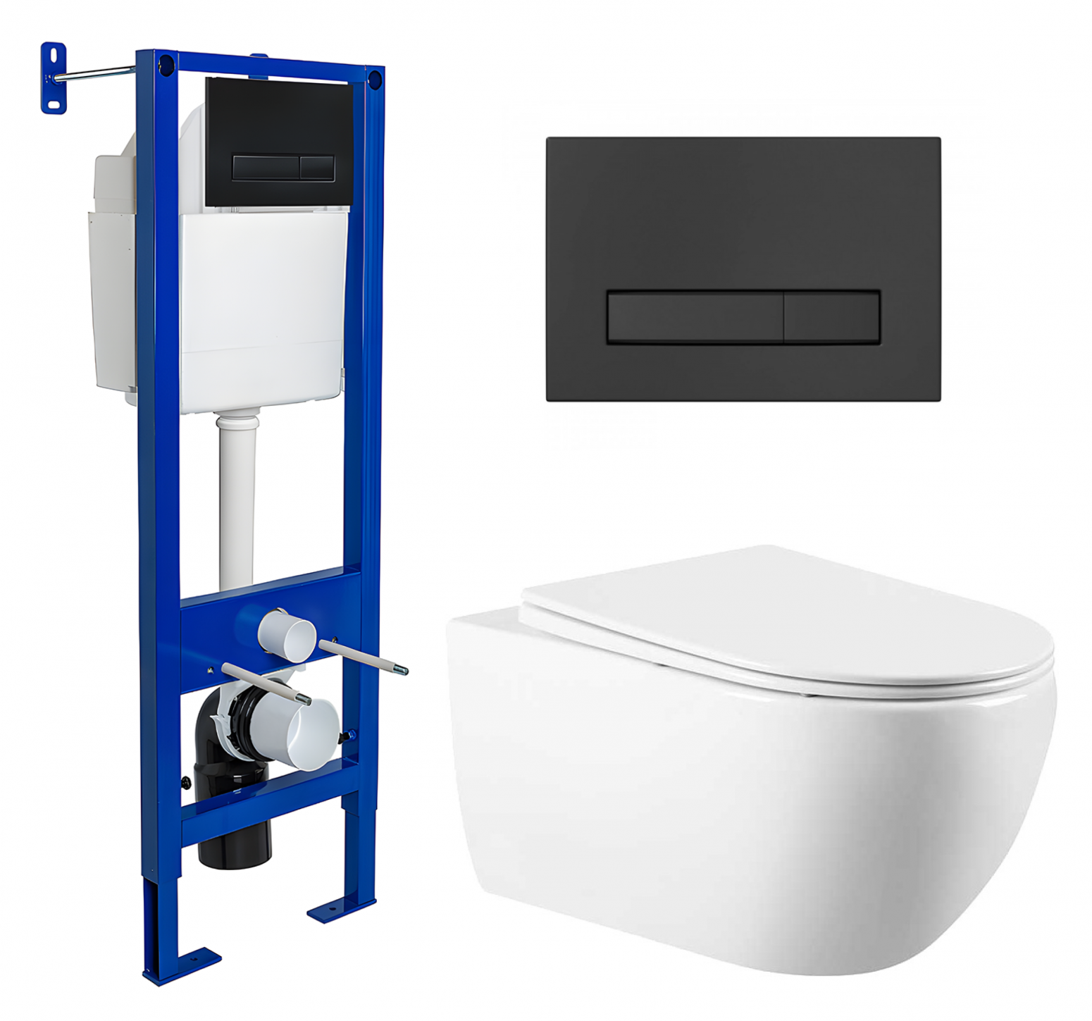 Комплект 3 в 1 инсталляция Berges Wasserhaus Atom Line 410 + Унитаз подвесной Vincea Evo VT1-34 + кнопка черная