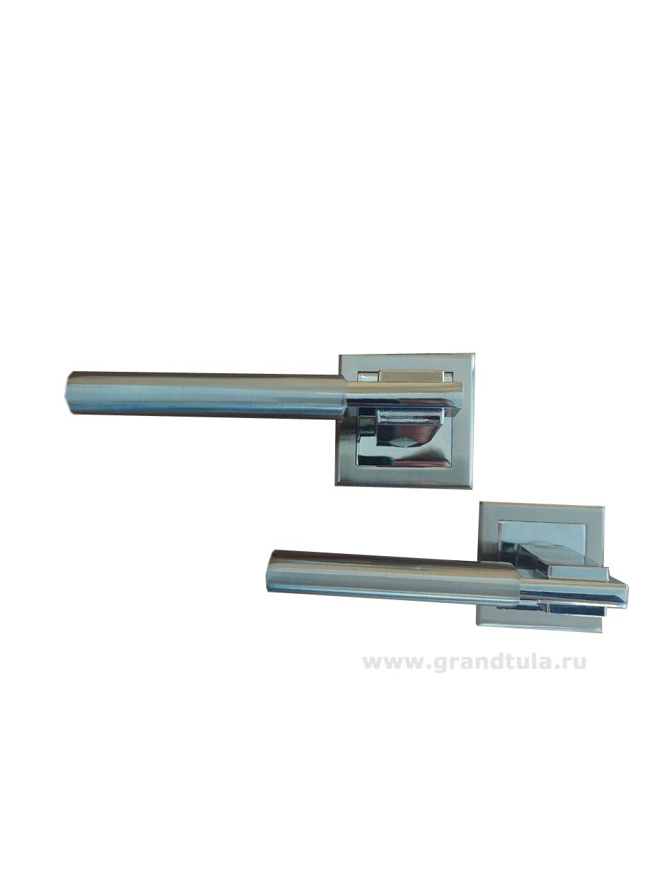 Комплект ручек "Itaros Умбрия" на квадратной розетке, белый никель/хром