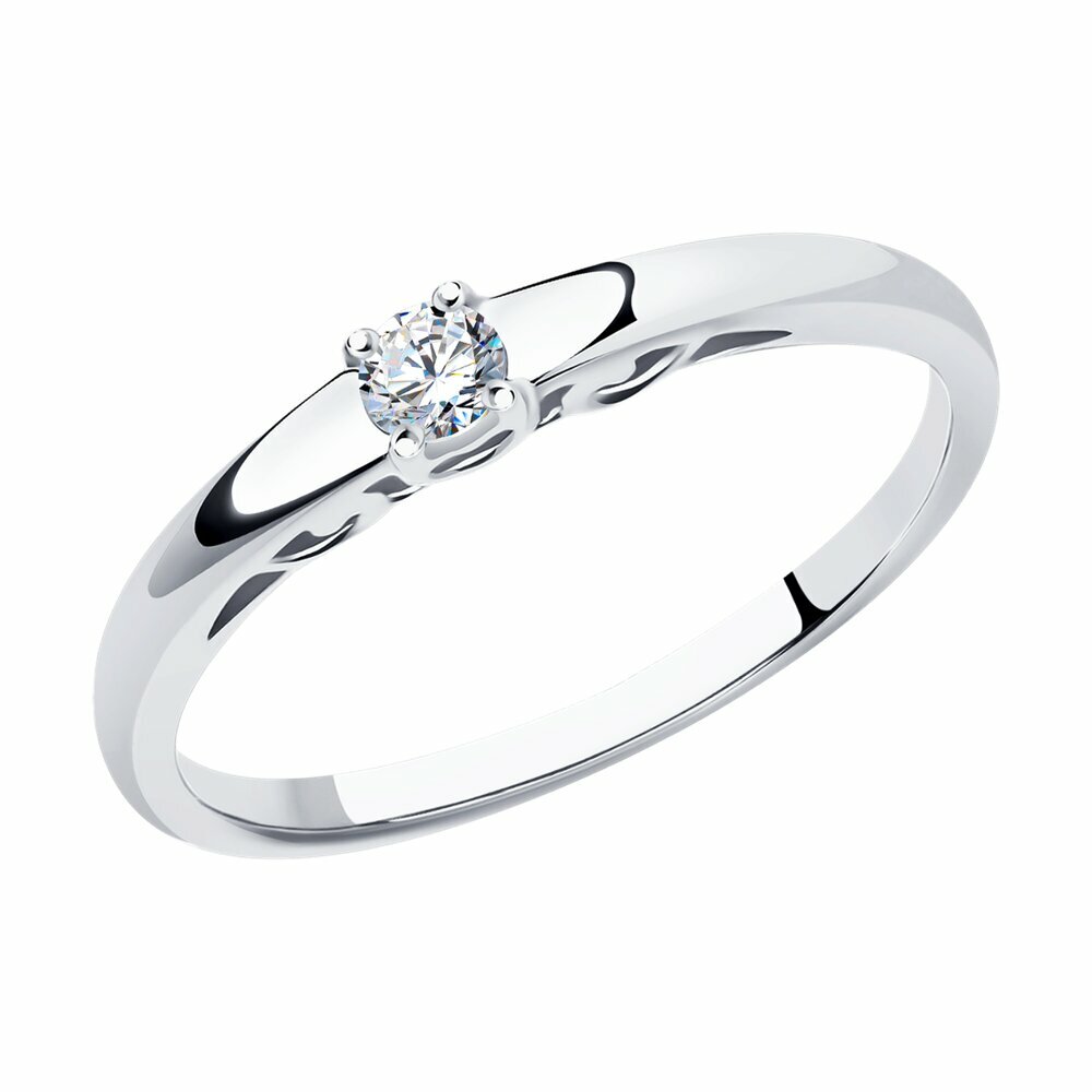 Кольцо, белое золото, 585 проба, бриллиант выращенный