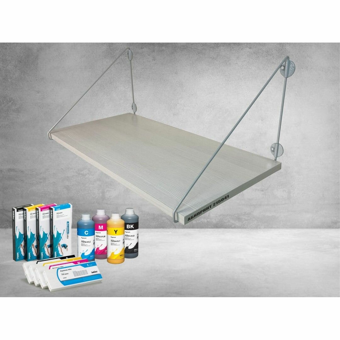 Полка для принтера и офисной техники LAMAGIA 215041, размер 60х30 см, цвет полки-сосна выбеленная, кронштейнов-серый