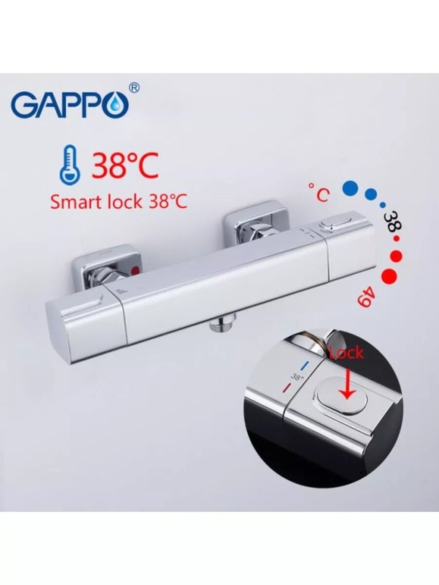 Термостатический смеситель GAPPO G2091 для душа, латунь, цвет хром