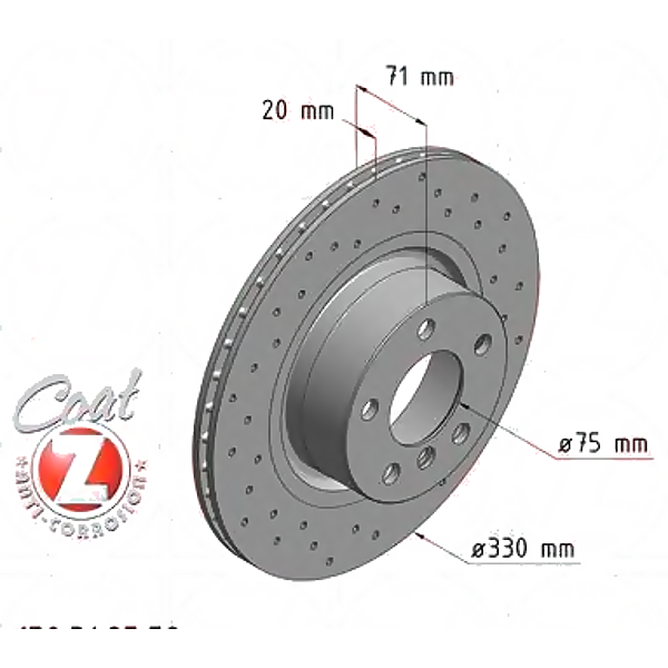 ZIMMERMANN 150.3495.52 (34206790362 / 34206868936) диск торм BMW (БМВ) x3 f25 2.0-3.5 / 1.8d-3.5d 10- зад вент перфо (Комплект 2 штуки)