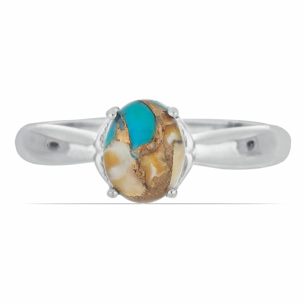 Кольцо тонкое, серебро, 925 проба, родирование, бирюза