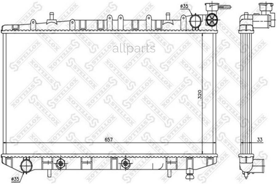 STELLOX 1025987SX радиатор системы охлаждения! АКПП\ Nissan Sunny IV 2.0i Turbo 90-95