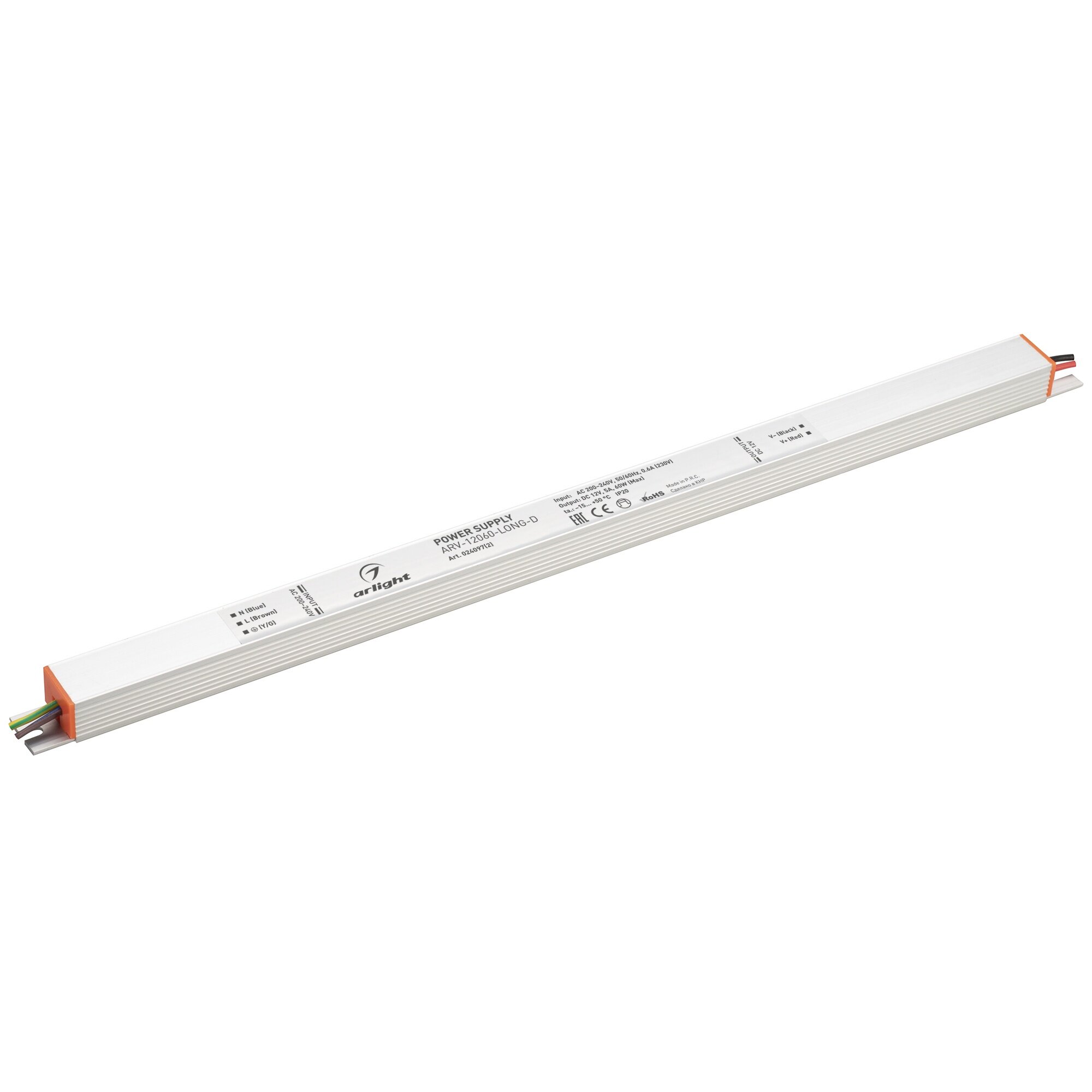 Блок питания ARV-12060-LONG-D (12V, 5A, 60W) (Arlight, IP20 Металл, 3 года) 024097(2)