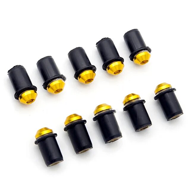 10шт./5мм желтые болты (винты) для ветрового стекла мотоцикла винты универсальные крепежные гайки