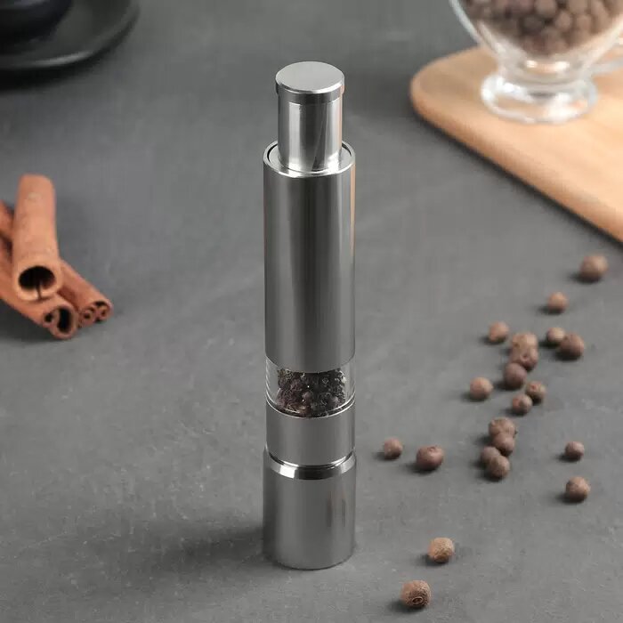 Мельница для специй BY Collection Fresh, нержавеющая сталь/пластик, серебристый, 15 см