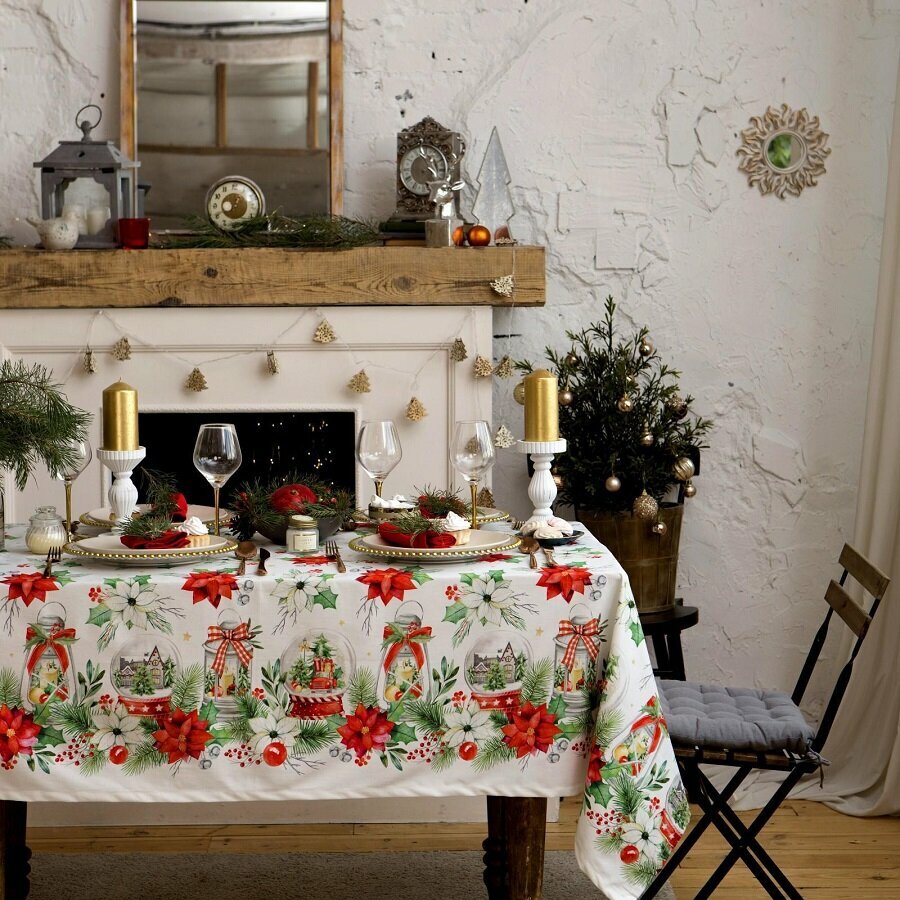 Скатерть на стол Этель Christmas Red Flowers 150x220 см гмво хлопок саржа 190 г/м2