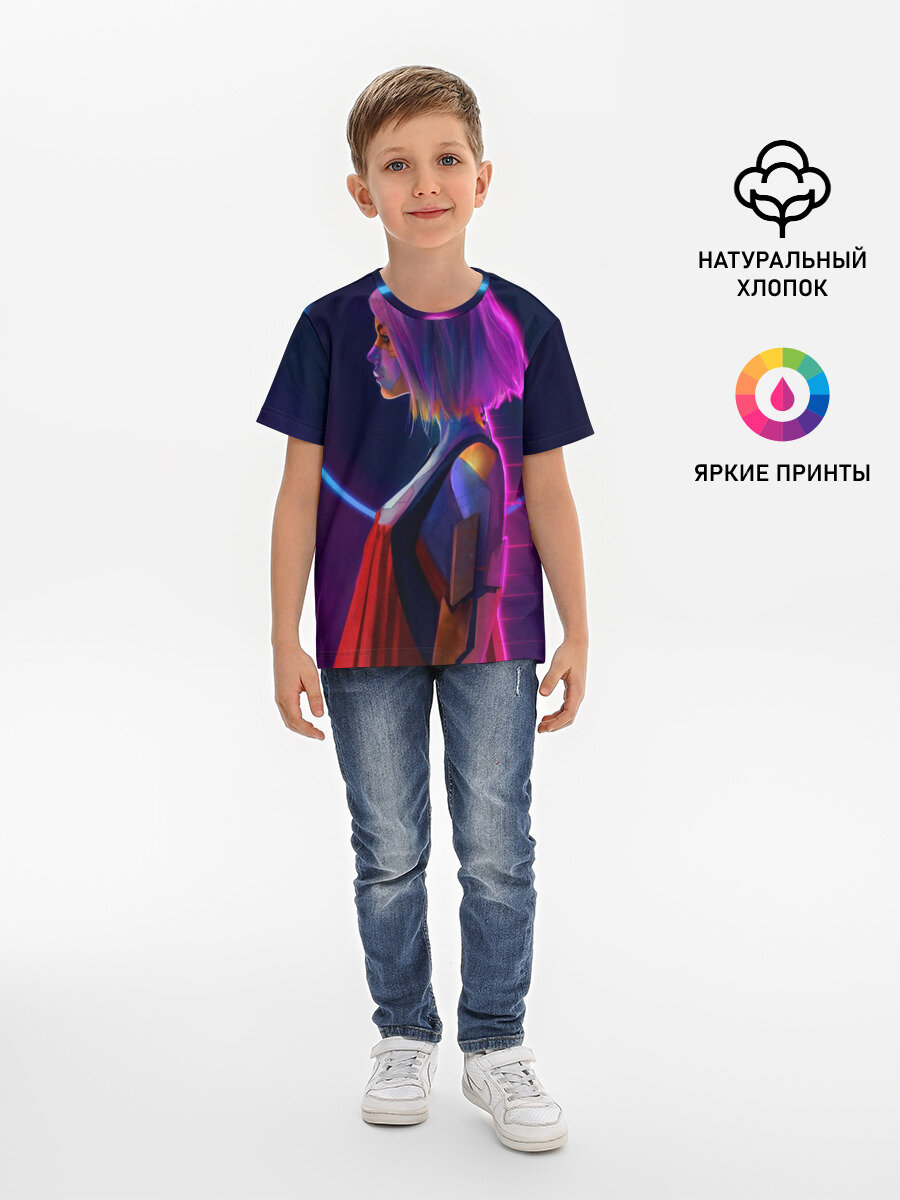 Футболка хлопковая детская Девушка в неоне