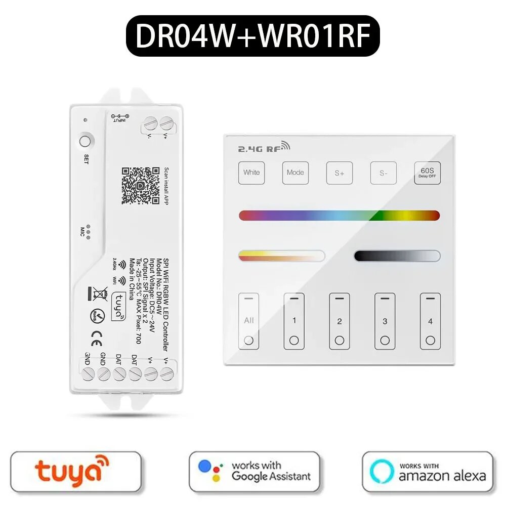 TUYA SPI WIFI RGBIC LED Controller DR03W DR04W WR01RF